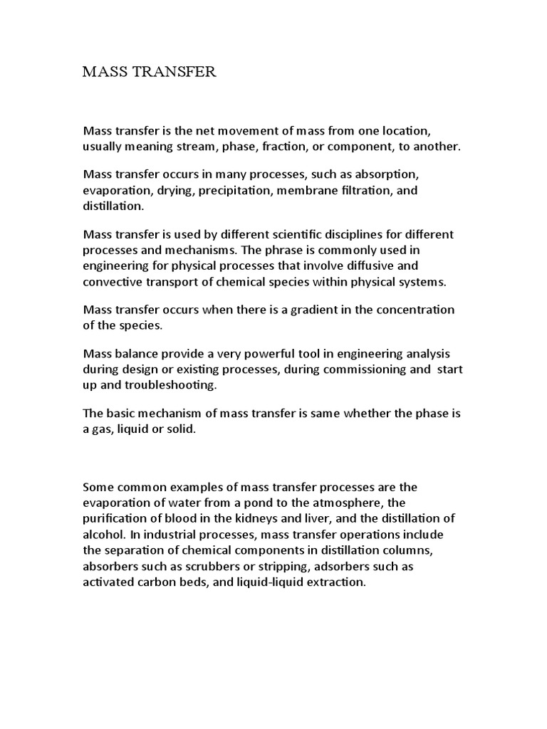 Mass Transfer - Fundamentals and Applications PDF | PDF | Transport ...