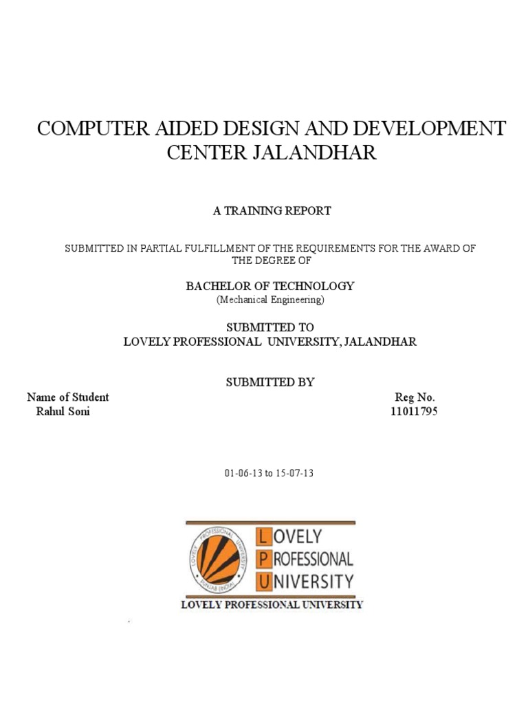 Computer Aided Design and Development Center Jalandhar: A Training ...