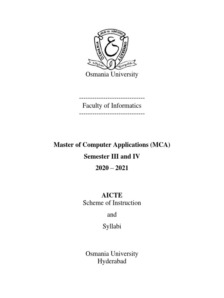 Osmania University: Master of Computer Applications (MCA) Semester III ...
