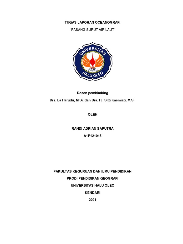 Tugas Laporan Oceanografi Pasut - Randi Adrian Saputra | PDF