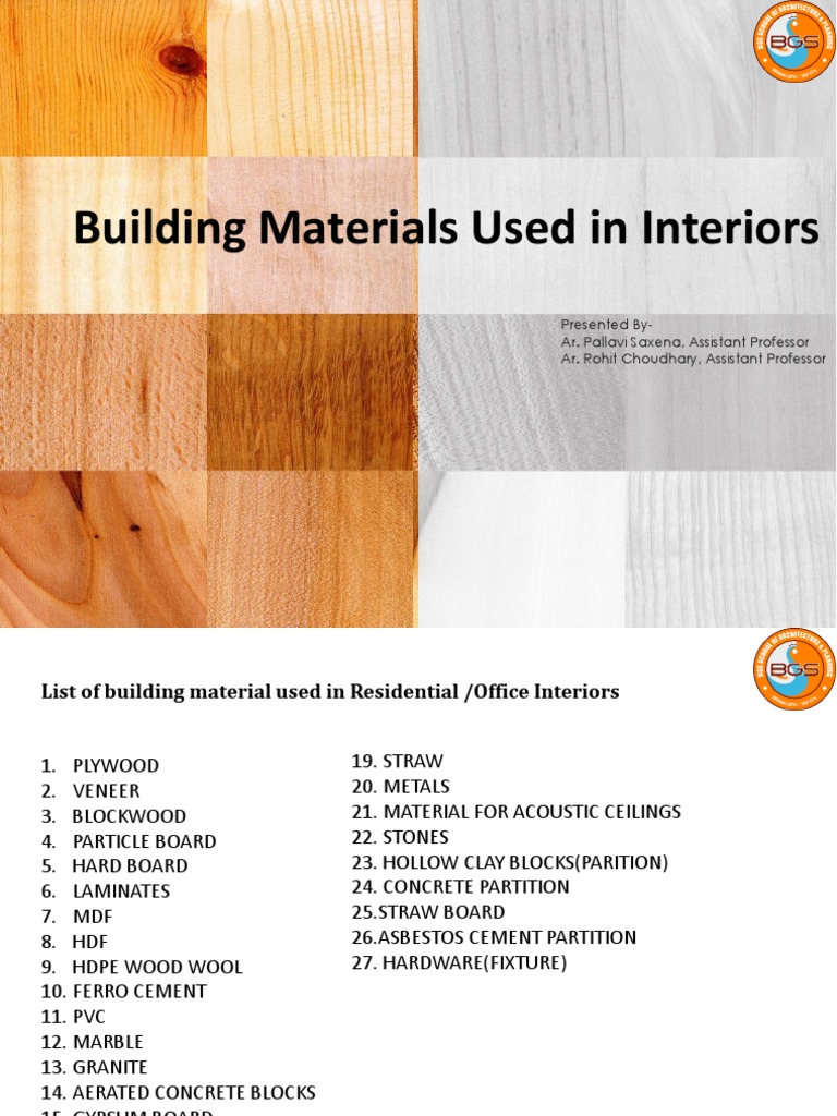Building Materials Interiors | PDF | Plywood | Wood