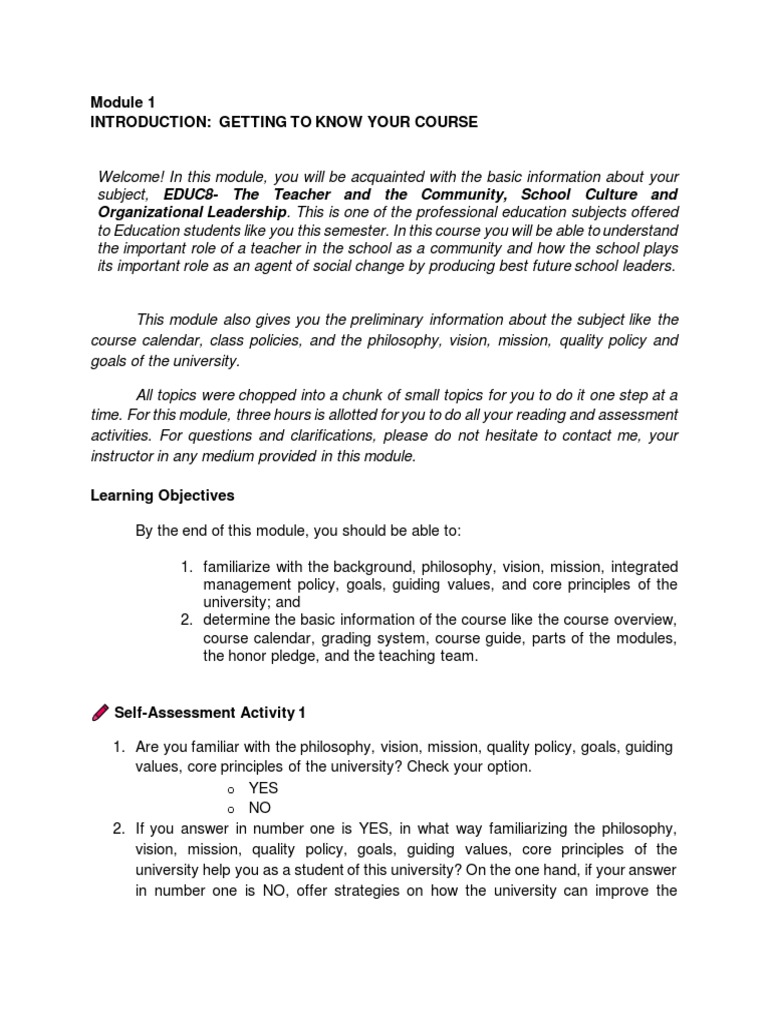 2022 EDUC8 MODULE 1 Introduction | PDF | Curriculum | Educational Assessment