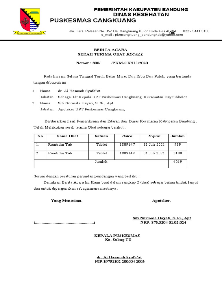 Surat Recall Obat | PDF