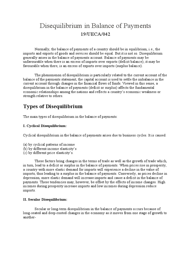 Types of Disequilibrium in BOP | PDF | Balance Of Payments | Economic ...