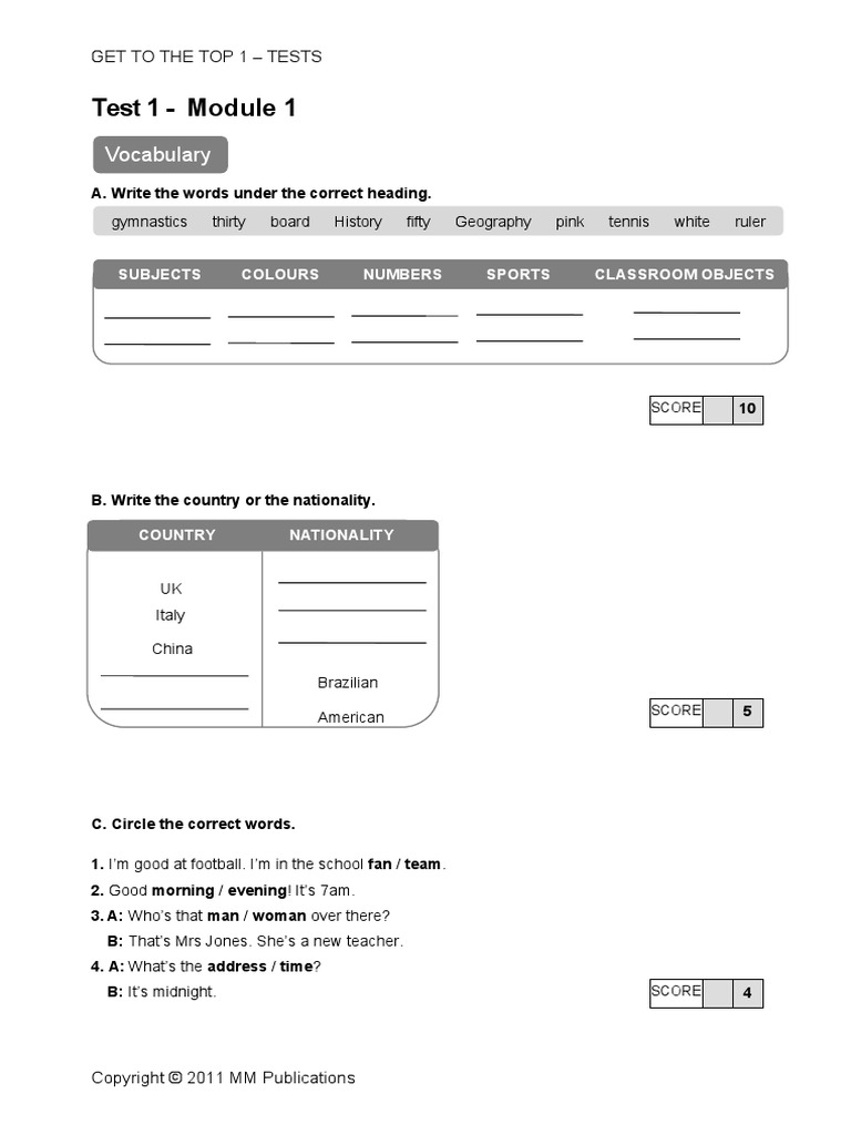 Test 1 - Module 1: Vocabulary | PDF | Linguistics | Cognition