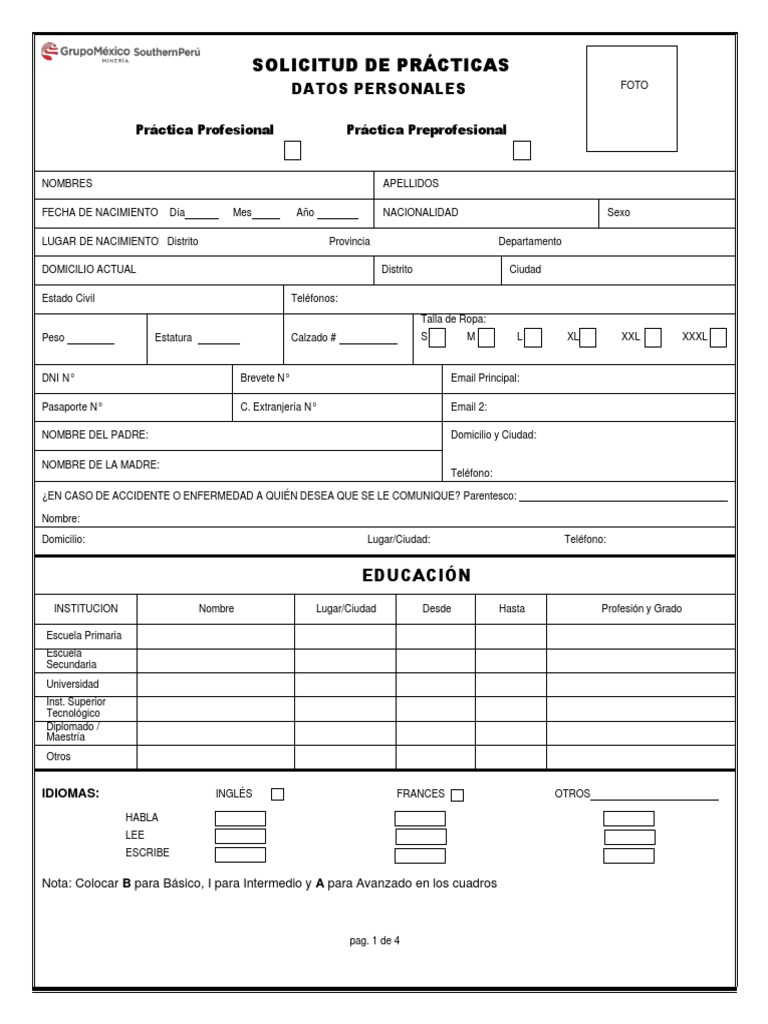 Formato Solicitud de Practicas | PDF | Business