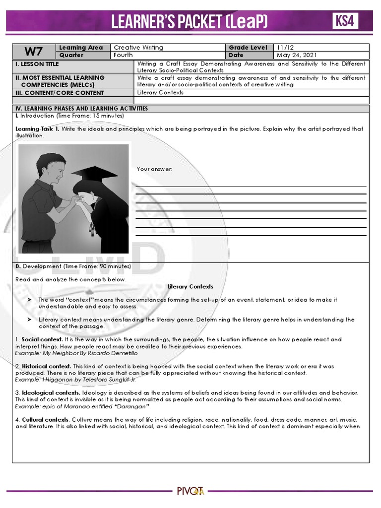 Q4 HUMSS Creative Writing 12 Week7 | PDF | Learning | Genre