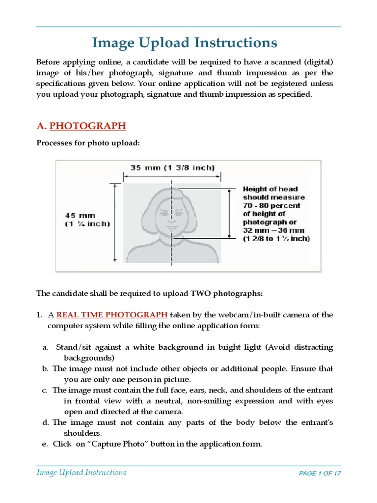 Image Upload Instructions: A. Photograph | PDF | Image Scanner | Photograph