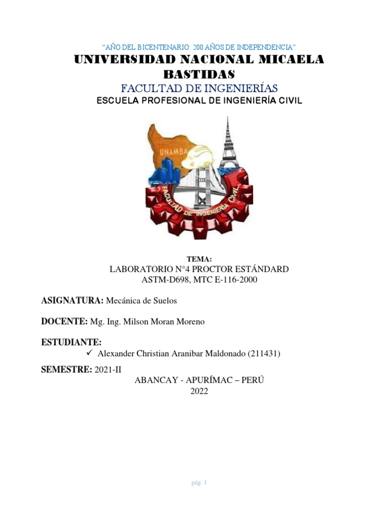 Lab4 Proctor Estandar | PDF | Ingeniero civil | Ciencias de la Tierra