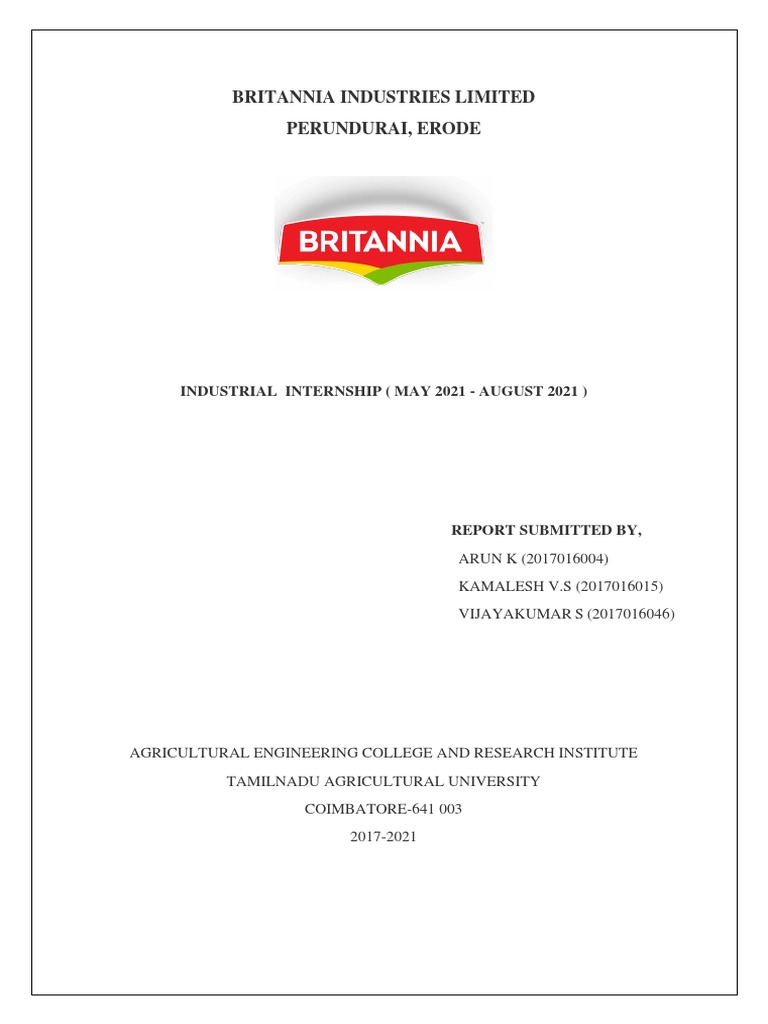 Internship Report Britannia | PDF | Baking Powder | Breads