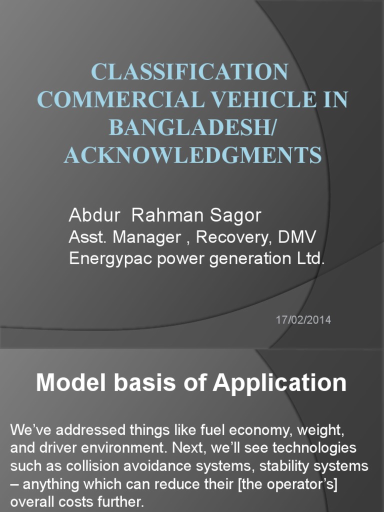 Classification Commercial Vehicle in Bangladesh/ Acknowledgments | PDF ...