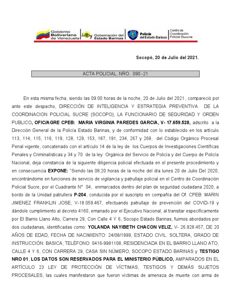 Acta Policial-2 | PDF | Policía | Venezuela
