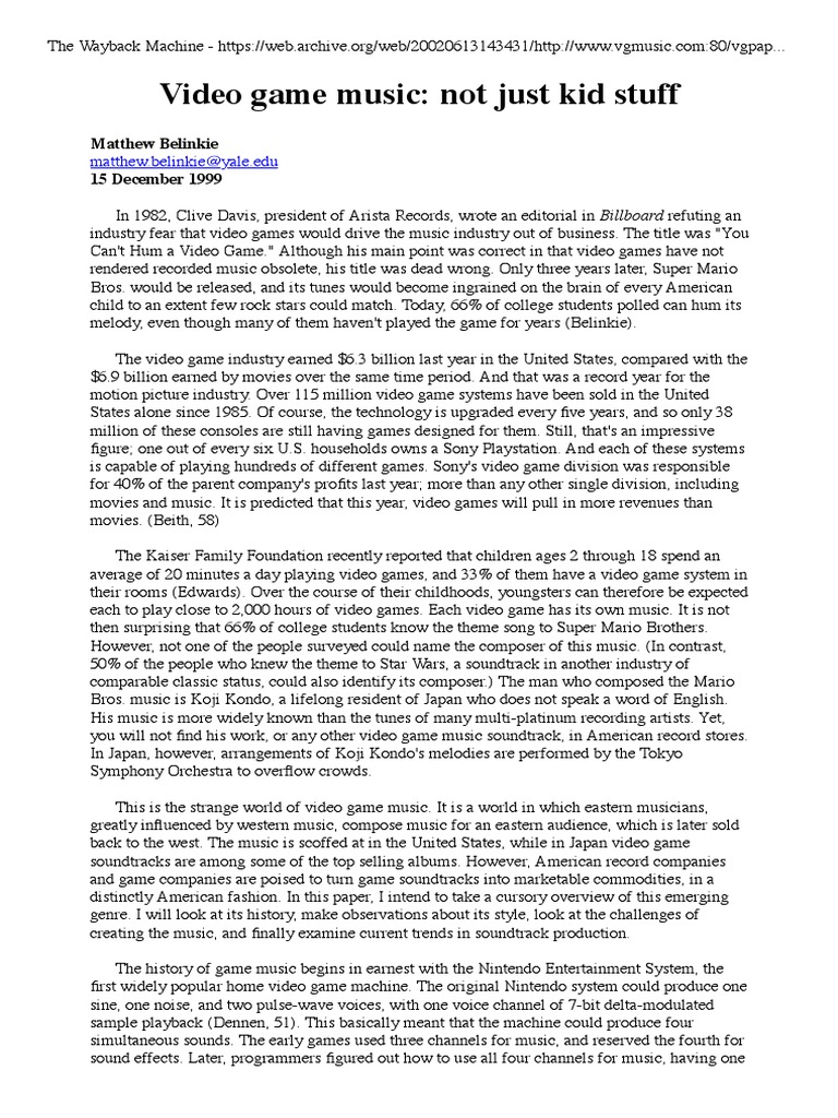 Video Game Music - Not Just Kid Stuff | PDF | Synthesizer | Performing Arts