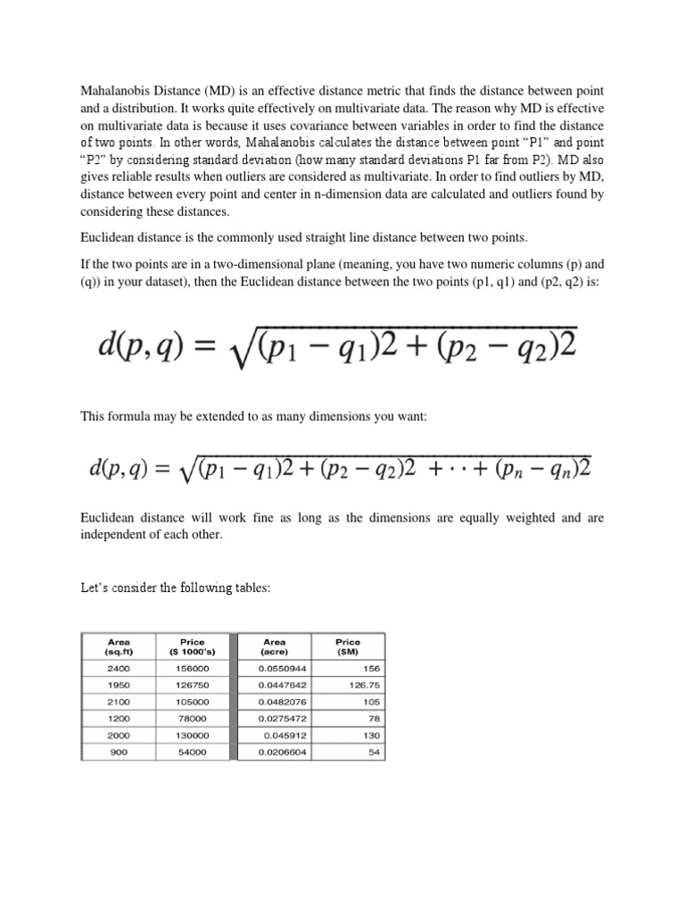 Mahalanobis Distance | PDF | Covariance Matrix | Variance