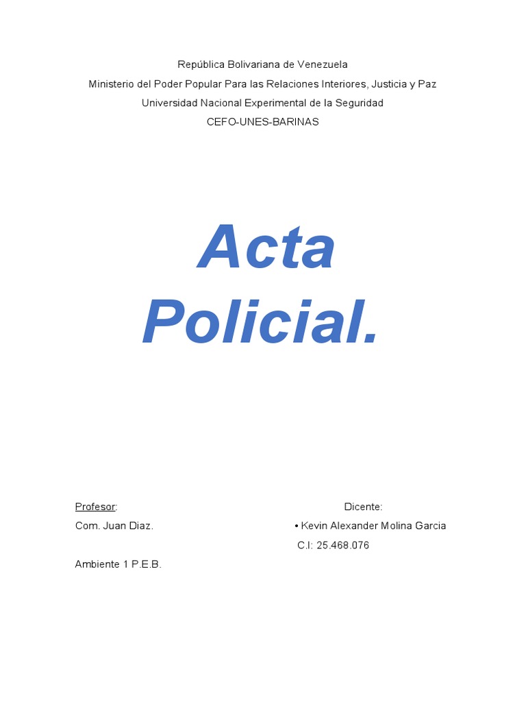 1 Peb Acta Policial | PDF | Venezuela | Policía