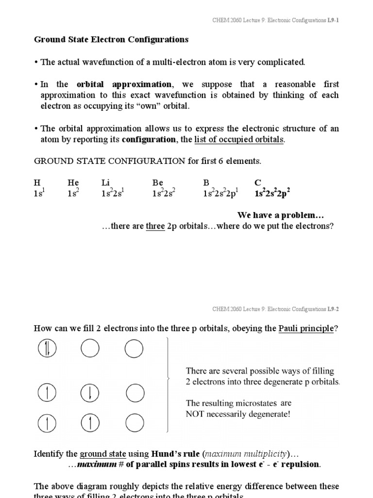 Ground State Electron Configurations Pdf Atomic Orbital Electron