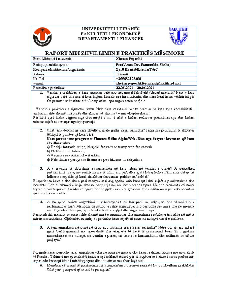 Peposhi - Formulari I Praktikes | PDF