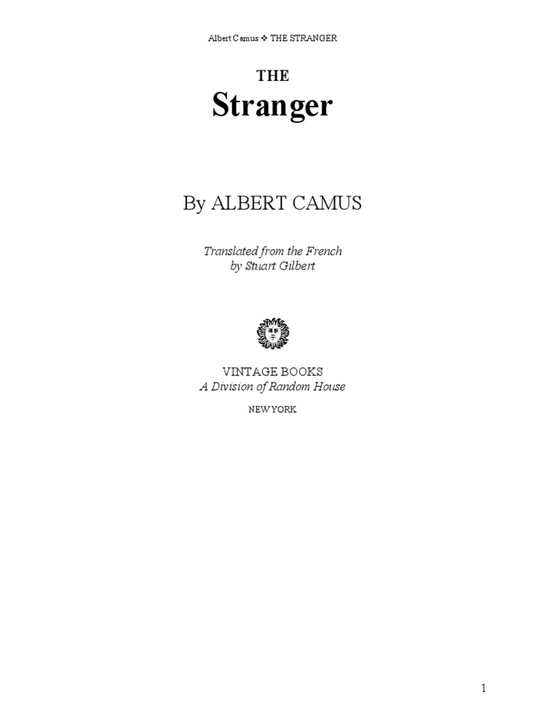 CAMUS, Albert - The Stranger | PDF | Art | Mystery, Thriller & Crime ...