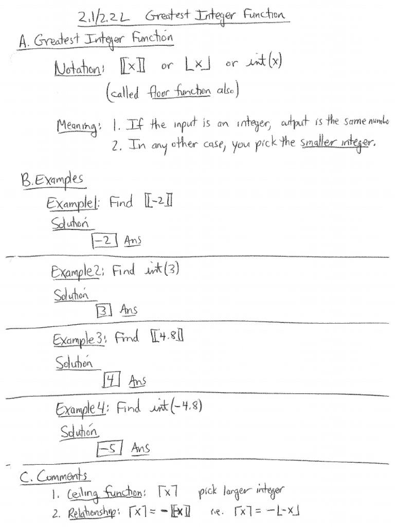Greatest Integer Function | PDF