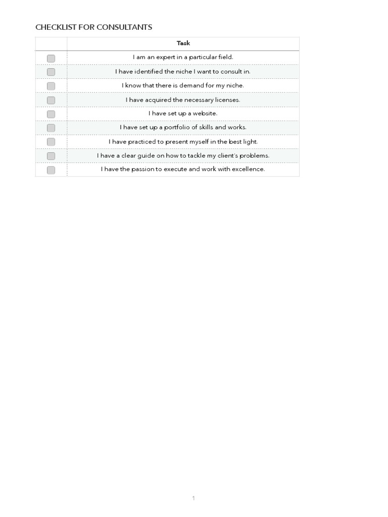 Consultant Checklist | PDF