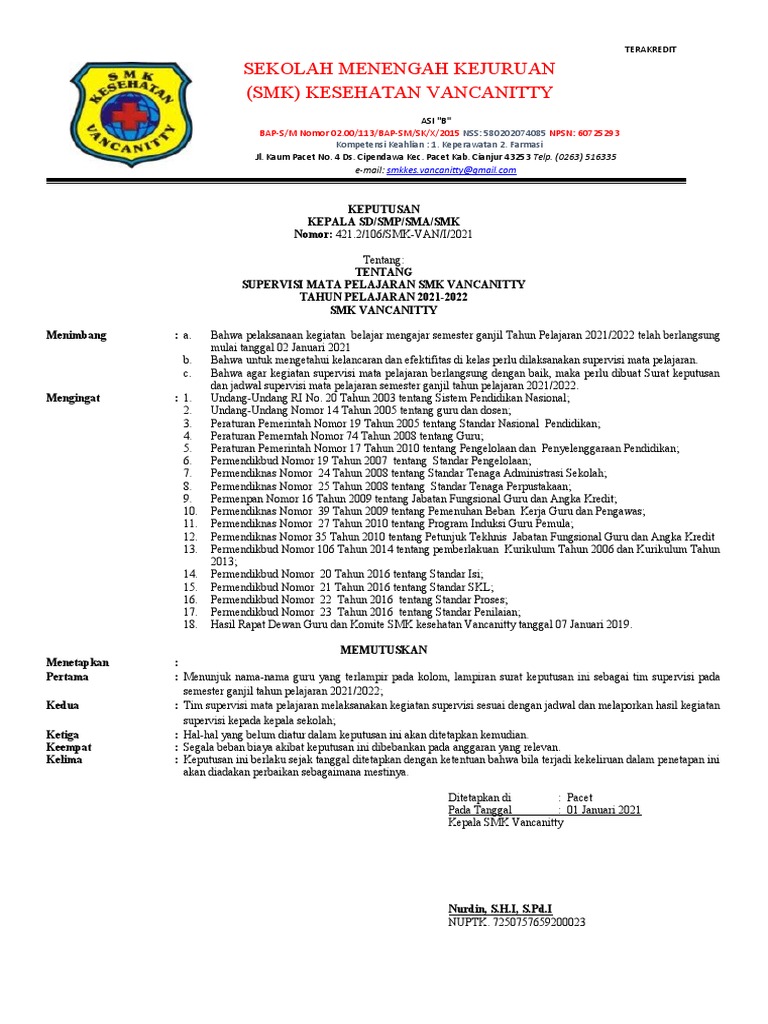 SK Supervisi | PDF