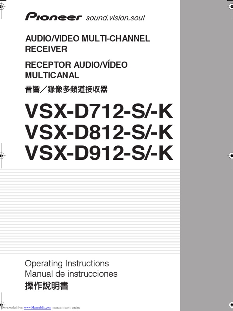 VSX-D712-S/-K VSX-D812-S/-K VSX-D912-S/-K: Audio/Video Multi-Channel ...