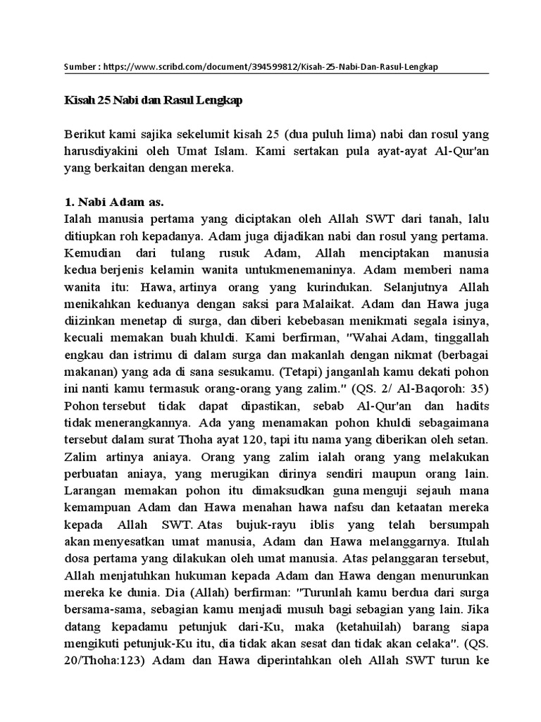 Kisah 25 Nabi Dan Rasul Lengkap Pdf
