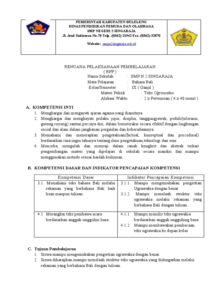 RPP Ugrawakia | PDF | Karier & Perkembangan | Seni & Disiplin Bahasa