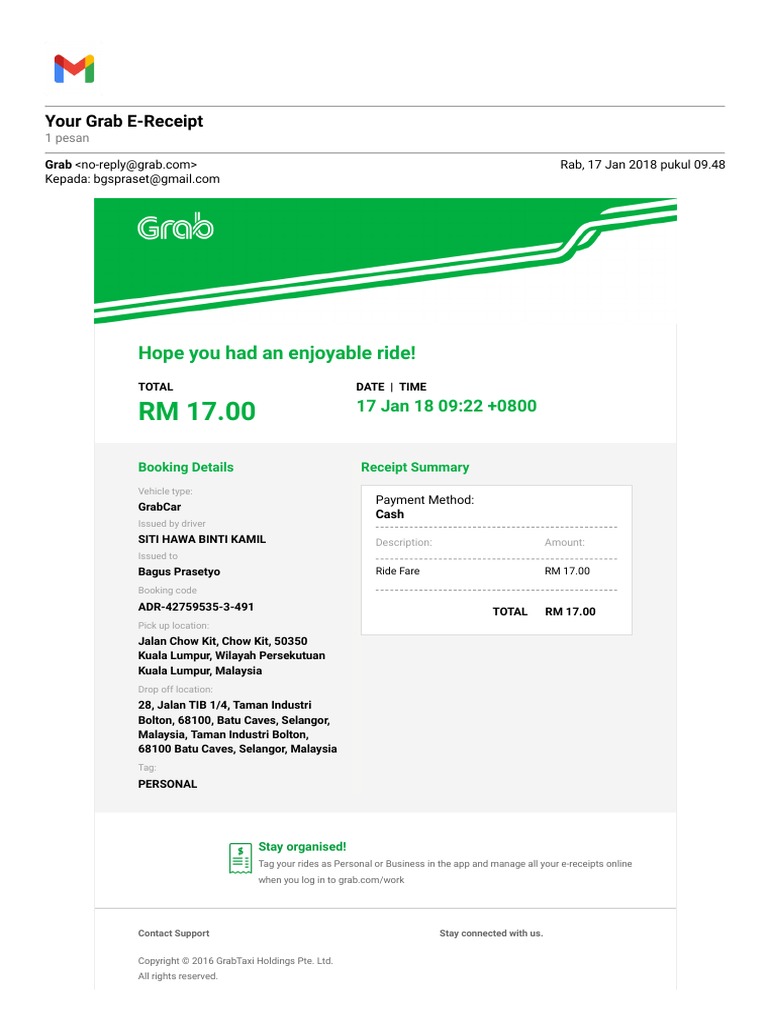 Gmail - Your Grab E-Receipt | PDF
