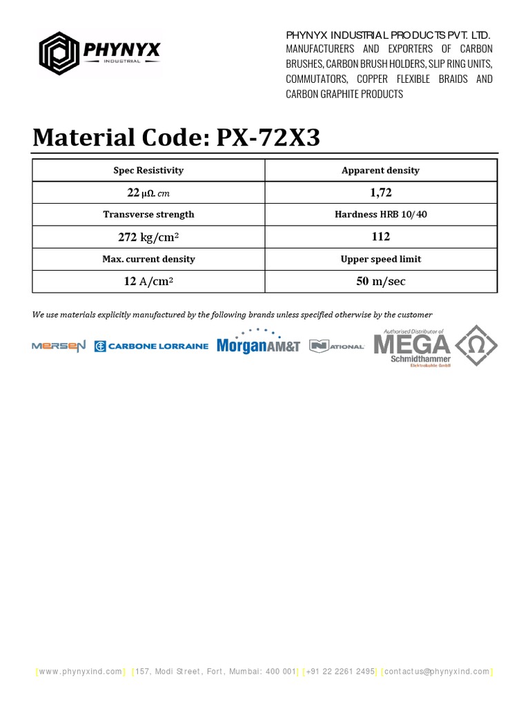 Material Code: PX-72X3: KG/CM A/cm M/sec | PDF