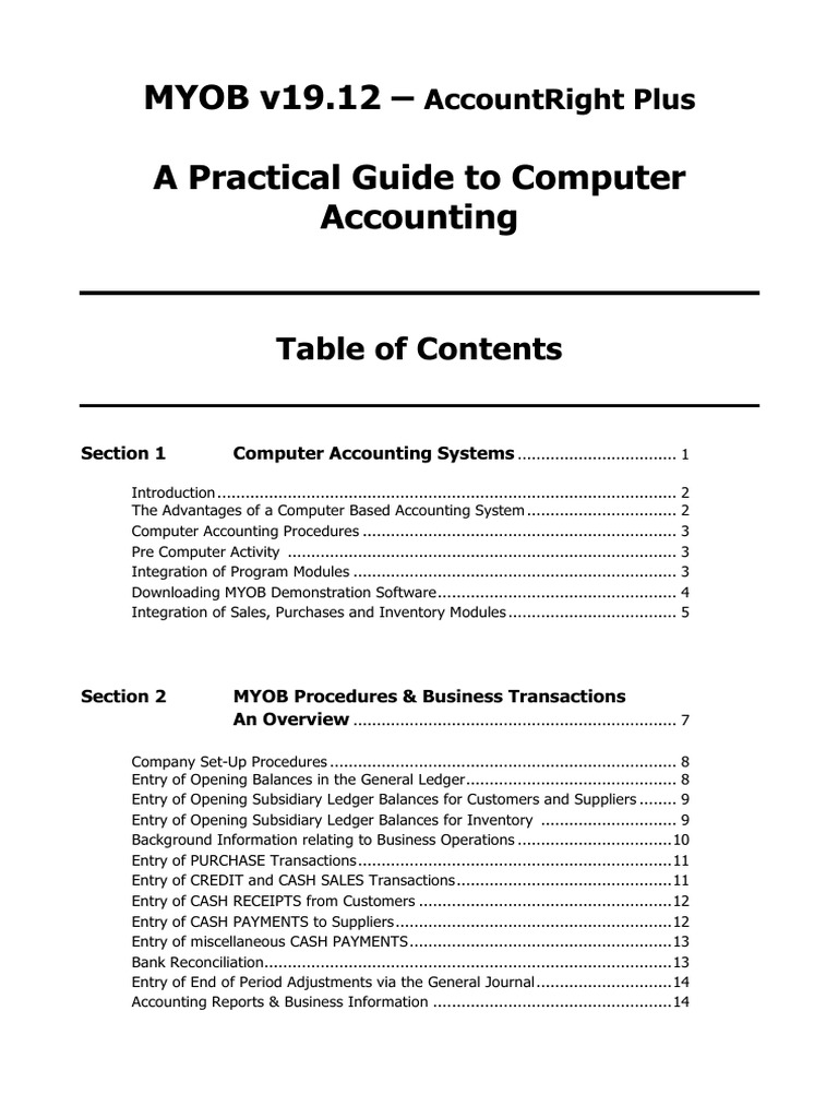 Myob V19.12 - A Practical Guide To Computer Accounting: Accountright ...