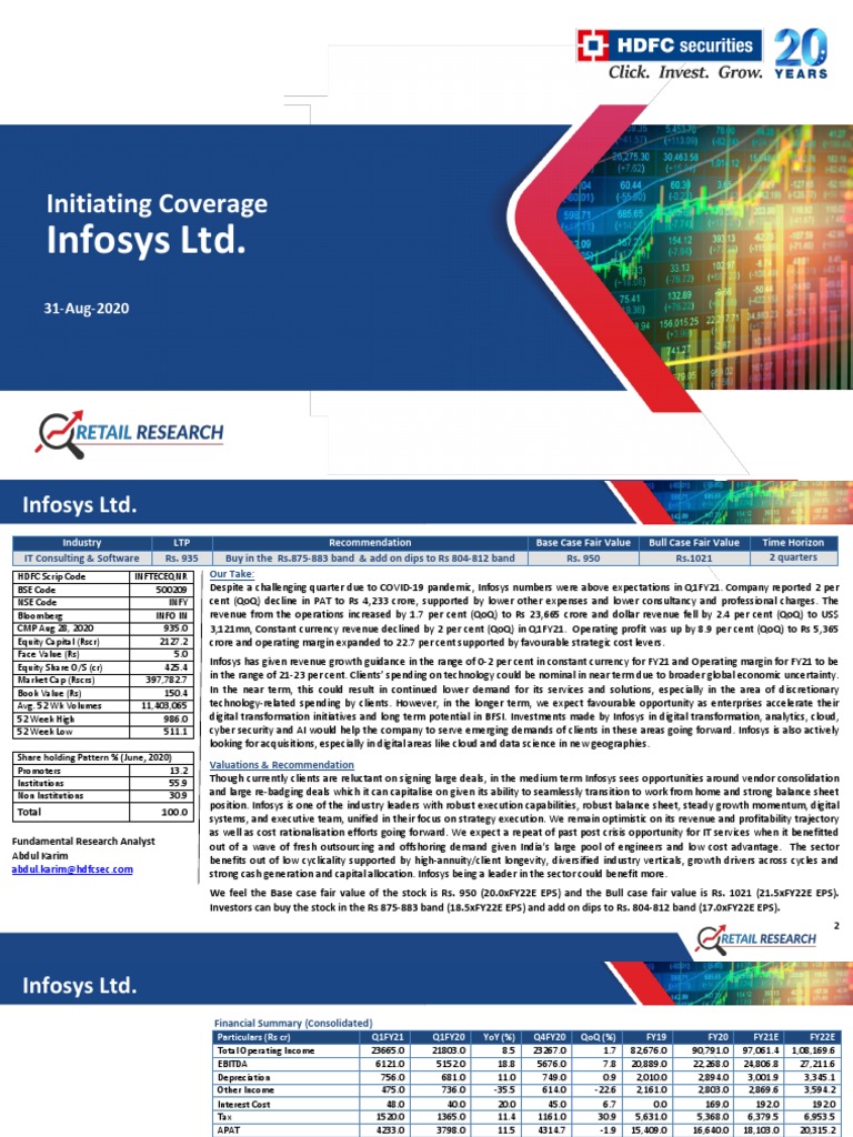 Infosys: Investment Insights & Outlook | PDF | Securities (Finance) | Investing