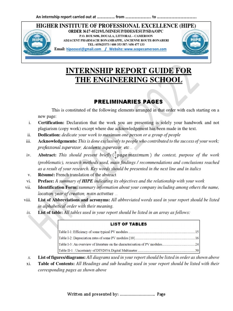 Engineering Internship Report Guide | PDF | Arial | Cognition
