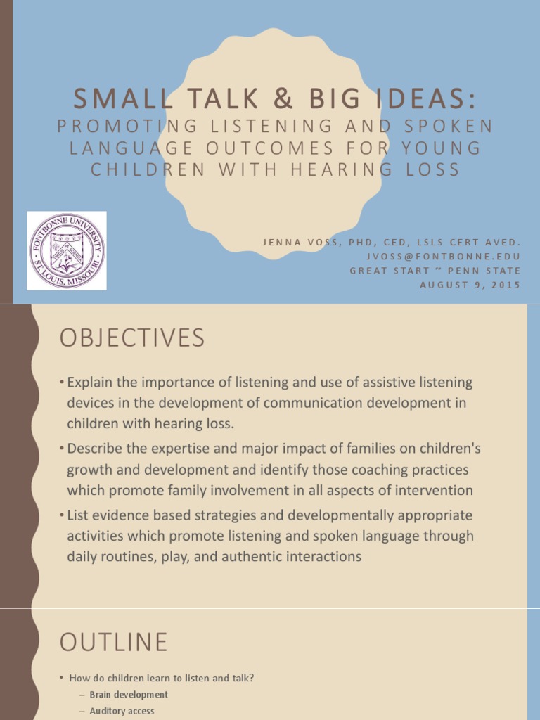 Small Talk Big Ideas Wrap Up Handout | PDF | Hearing | Communication