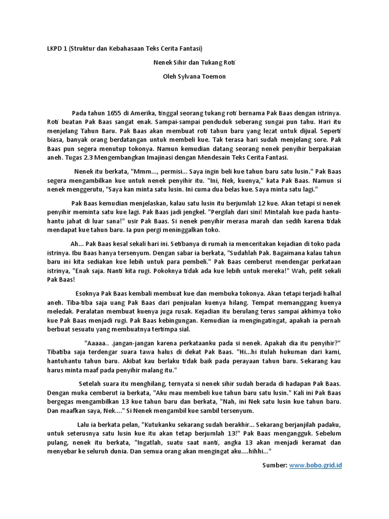 LKPD 1 Teks Cerita Fantasi | PDF