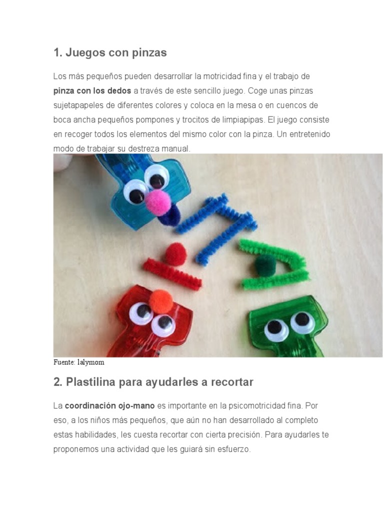 5 Ejercicios Prácticos Motricidad Fina | PDF