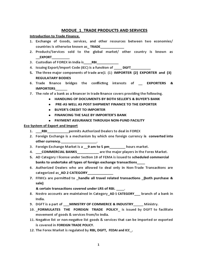 Trade Finance Work Book Part 1 | PDF | Foreign Exchange Market ...