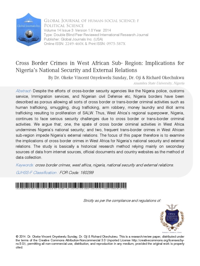 Cross Border Crimes in West African Sub-Region: Implications For ...