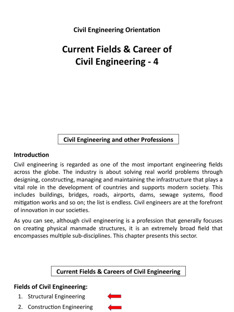 Current Fields & Career of Civil Engineering - 4 | PDF | Transportation ...