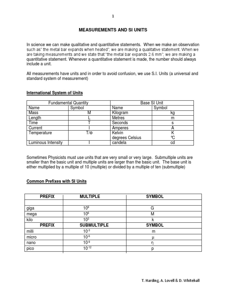 Measurements and Si Units | PDF | International System Of Units ...