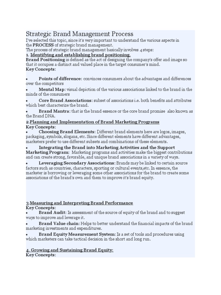 Strategic Brand Management Process | PDF | Brand | Marketing