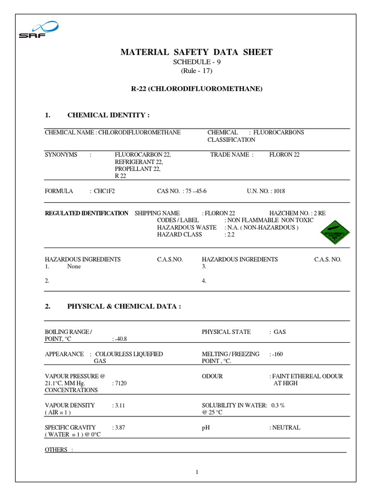 MSDS - Floron R22 | PDF | Chemical Reactions | Magnesium