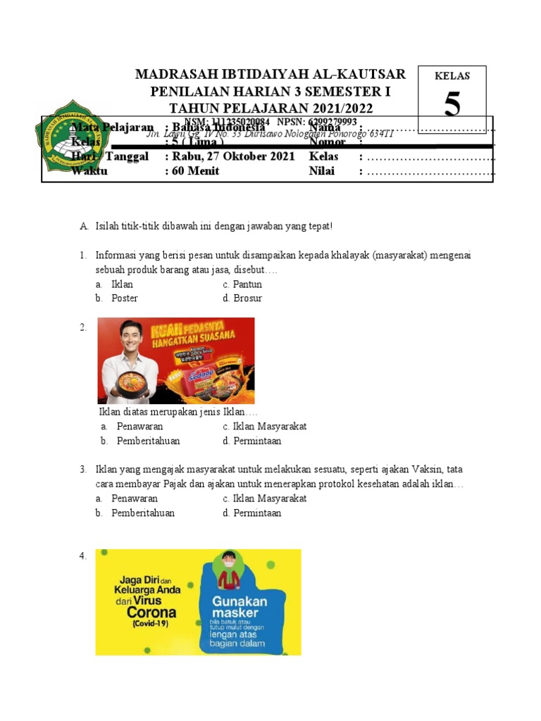 Soal PH3 Bahasa Indonesia - 1 | PDF