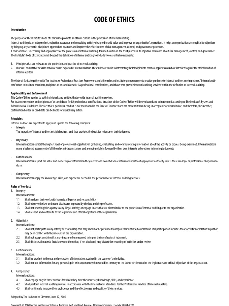 Code of Ethics | Internal Audit | Audit