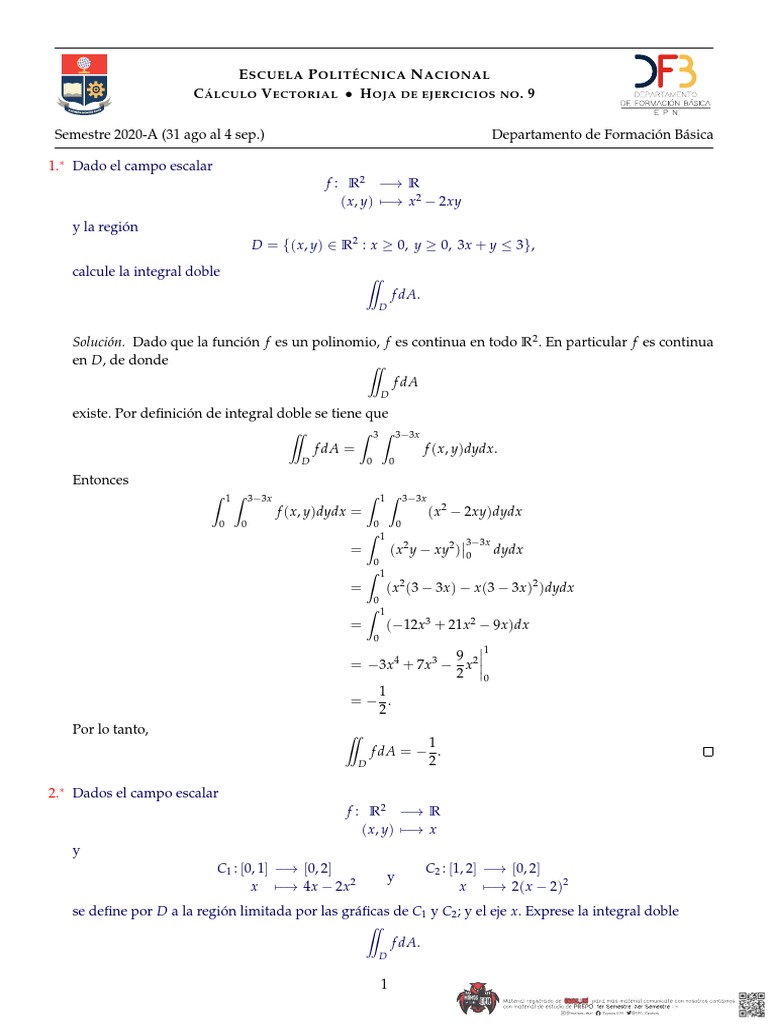 Hoja de Ejercicios 9 Solución | PDF | Integral | Análisis matemático