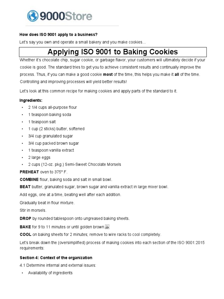 Audit Apply 9001 To Cookies | PDF | Audit | Baking