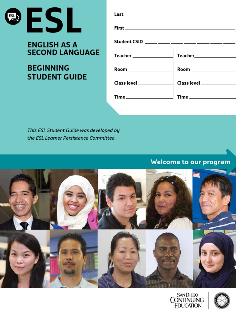 English As A Second Language Beginning Student Guide: Welcome To Our ...