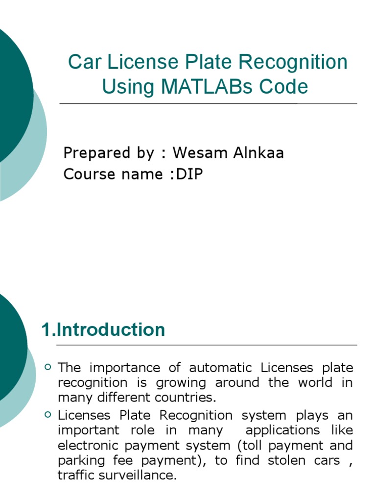 Car License Plate Recognition Using Matlabs Code Pdf Image Segmentation Imaging 7119