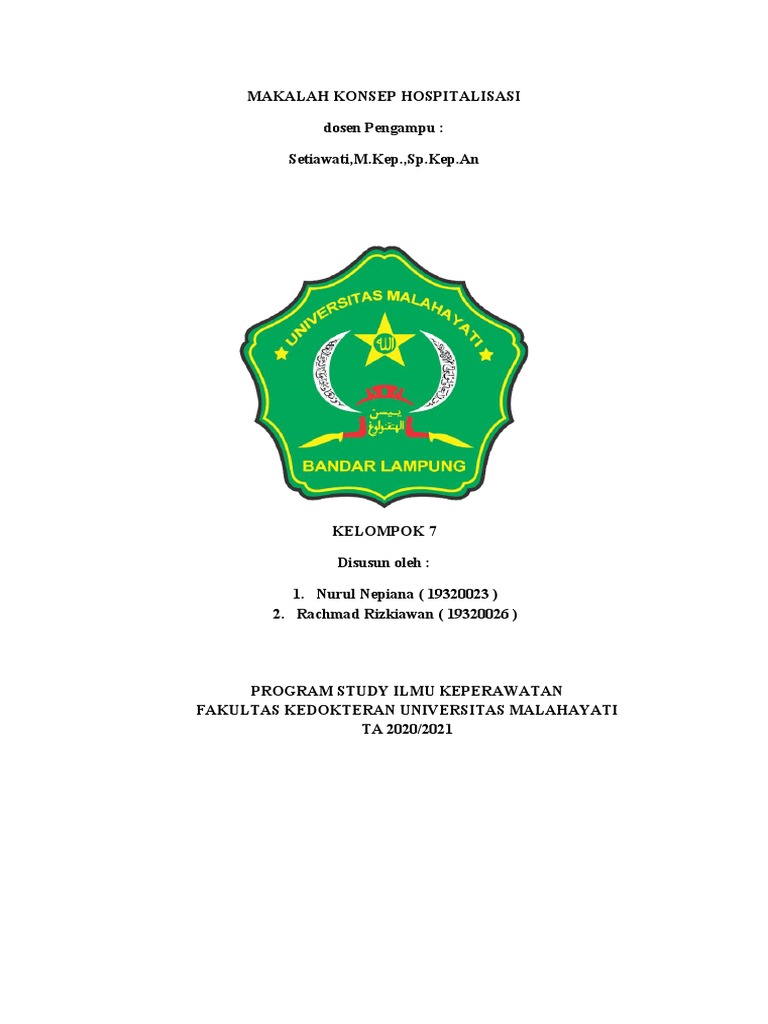 Makalah Konsep Hospitalisasi | PDF | Pengembangan Diri