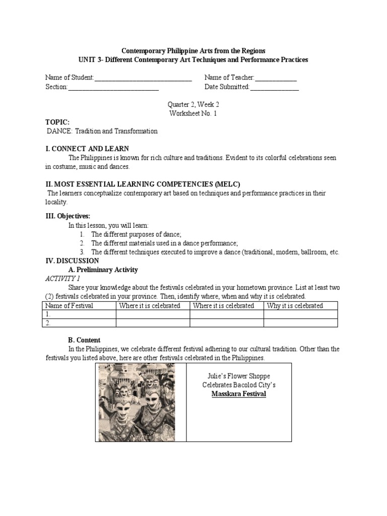 Cpar W2 Q2 | PDF | Dances | Festival